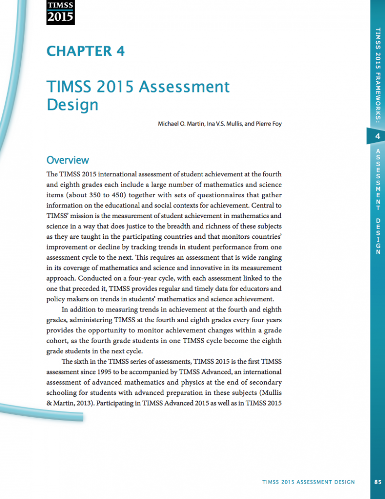 TIMSS 2015 Assessment Design (CHAPTER 4) – Home