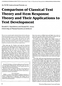 Comparison of Classical Test Theory and Item Response Theory and Their ...